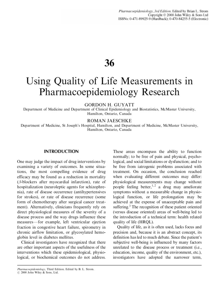 36 Using Quality Oflife Measurements in Pharmacoepidemiology Research ...
