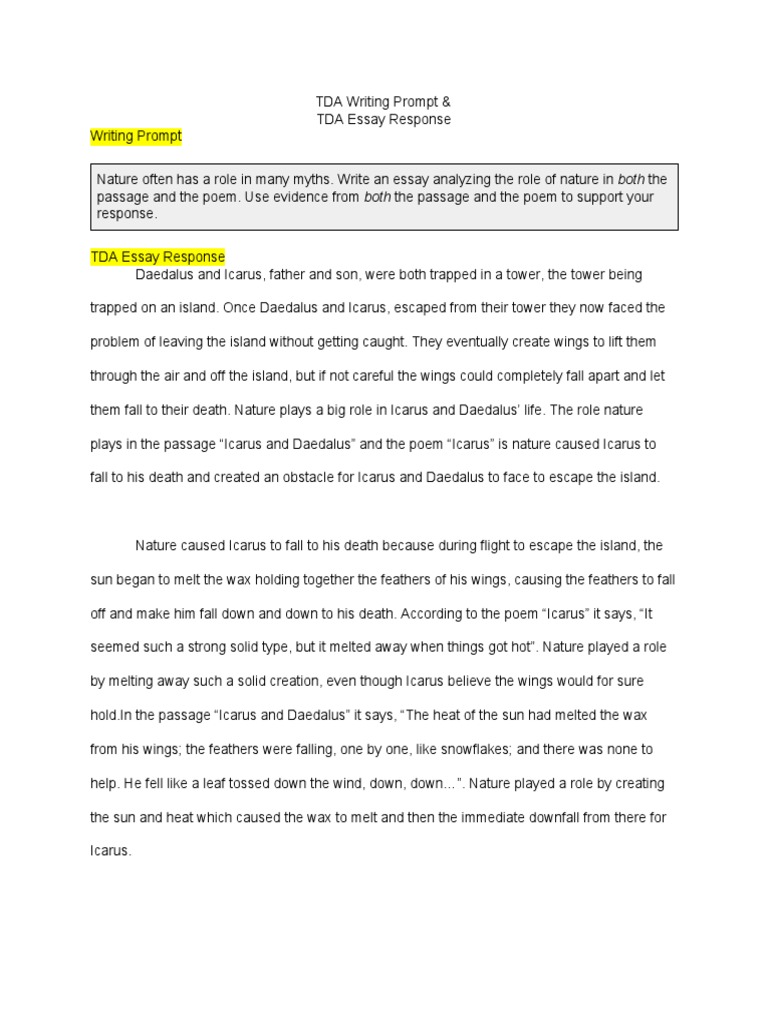 Erin Millus - 001 Tda Writing Prompt | PDF | Nature