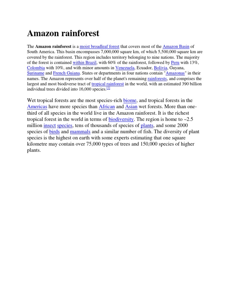 Amazon Rainforest: Biome Americas African Asian Biodiversity Insect ...