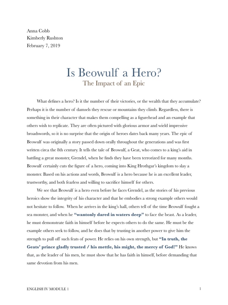 Beowulf Essay PDF | PDF | Beowulf | Courage