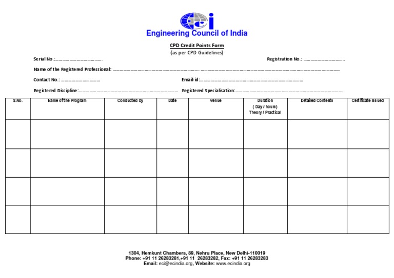CPD Points Registration for Engineers | PDF