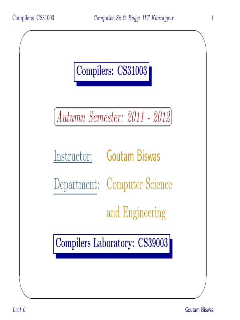 Autumn Semester: 2011 - 2012: Instructor: Department | PDF | Parsing ...