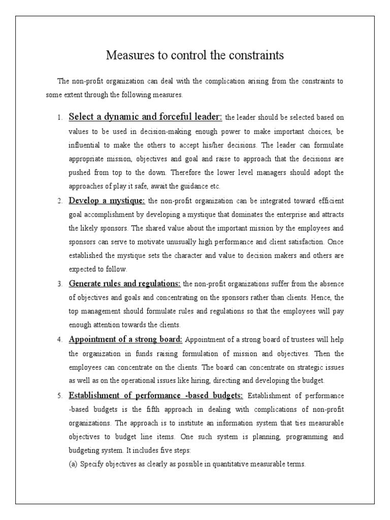 Measure To Control Constraints | PDF | Goal | Decision Making