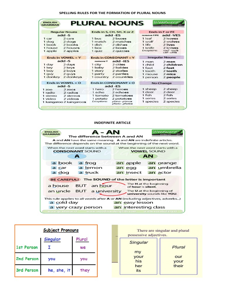 Spelling Rules For The Formation of Plural Nouns | PDF | Plural | Noun