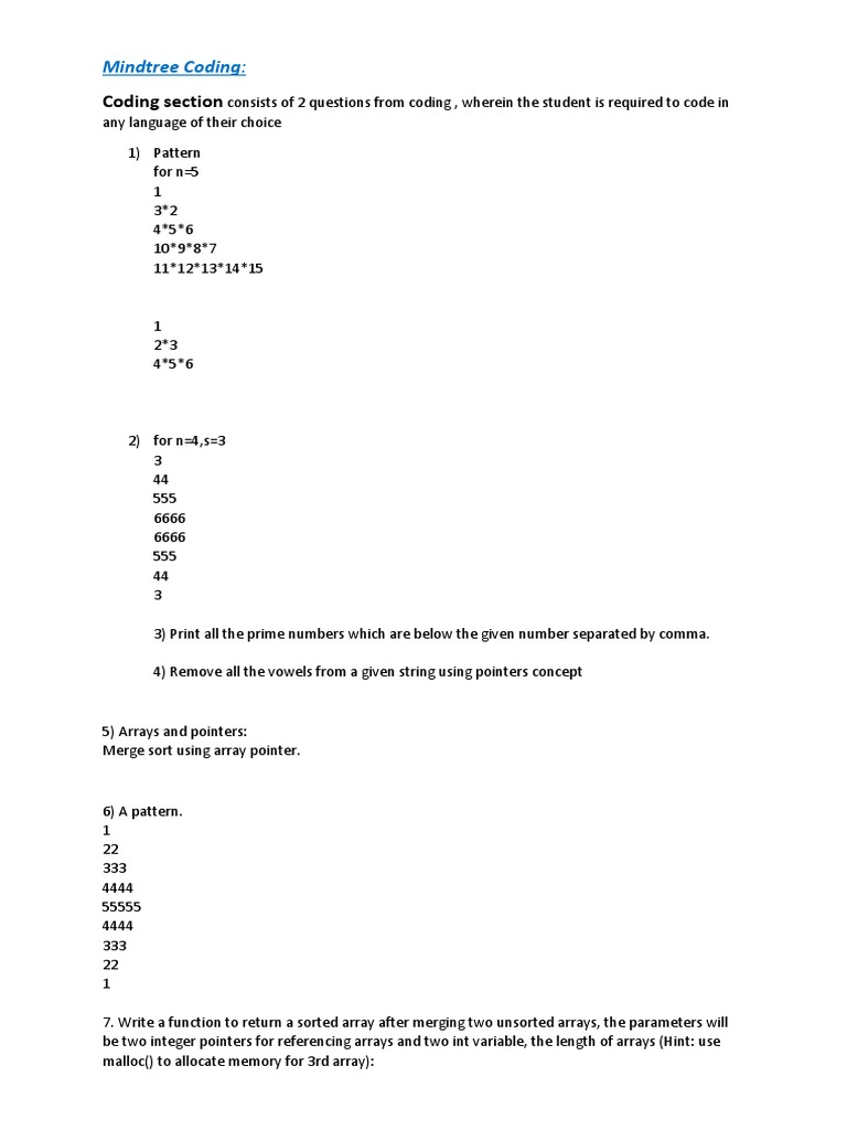 Mindtree Coding Pdf Pointer Computer Programming Computer Science 