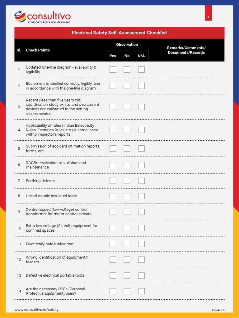 Electrical Safety Checklist 160418 | PDF | Fuse (Electrical ...