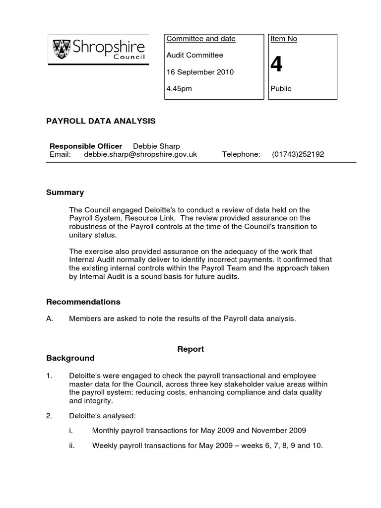 4 Payroll Data Analysis | PDF | Payroll | Audit
