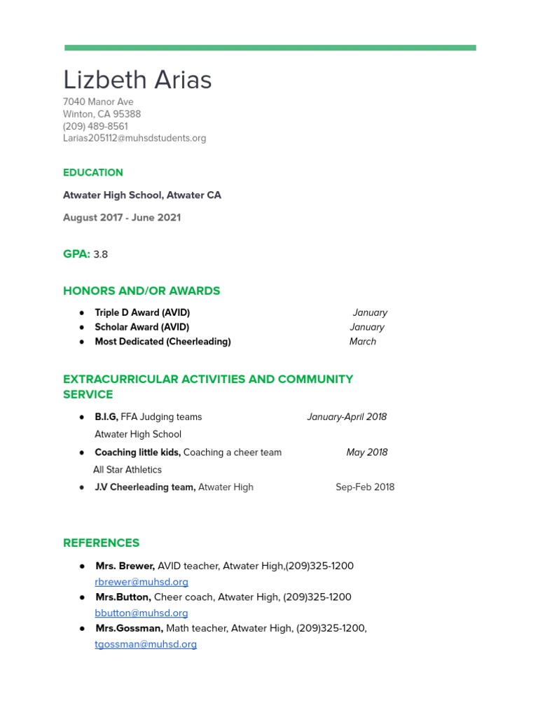 Lizbeth Arias - Educational Resume | PDF