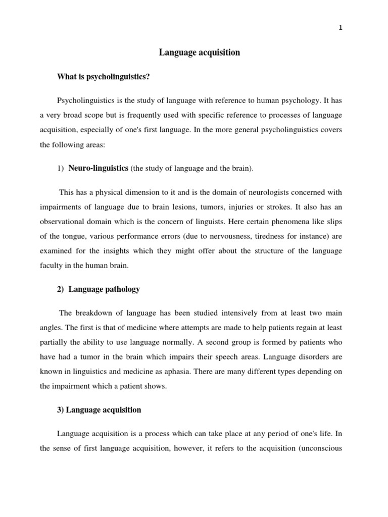 Language Acquisition.... | PDF | Language Acquisition | Psycholinguistics