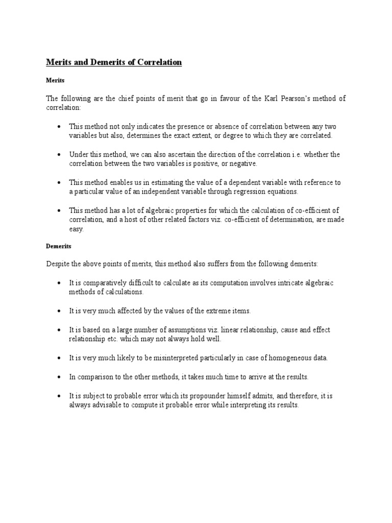 Merits And Demerits Of Correlation Pdf