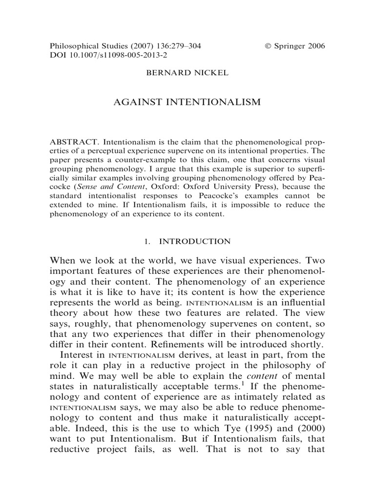 Against Intentionalism | PDF | Phenomenology (Philosophy) | Perception