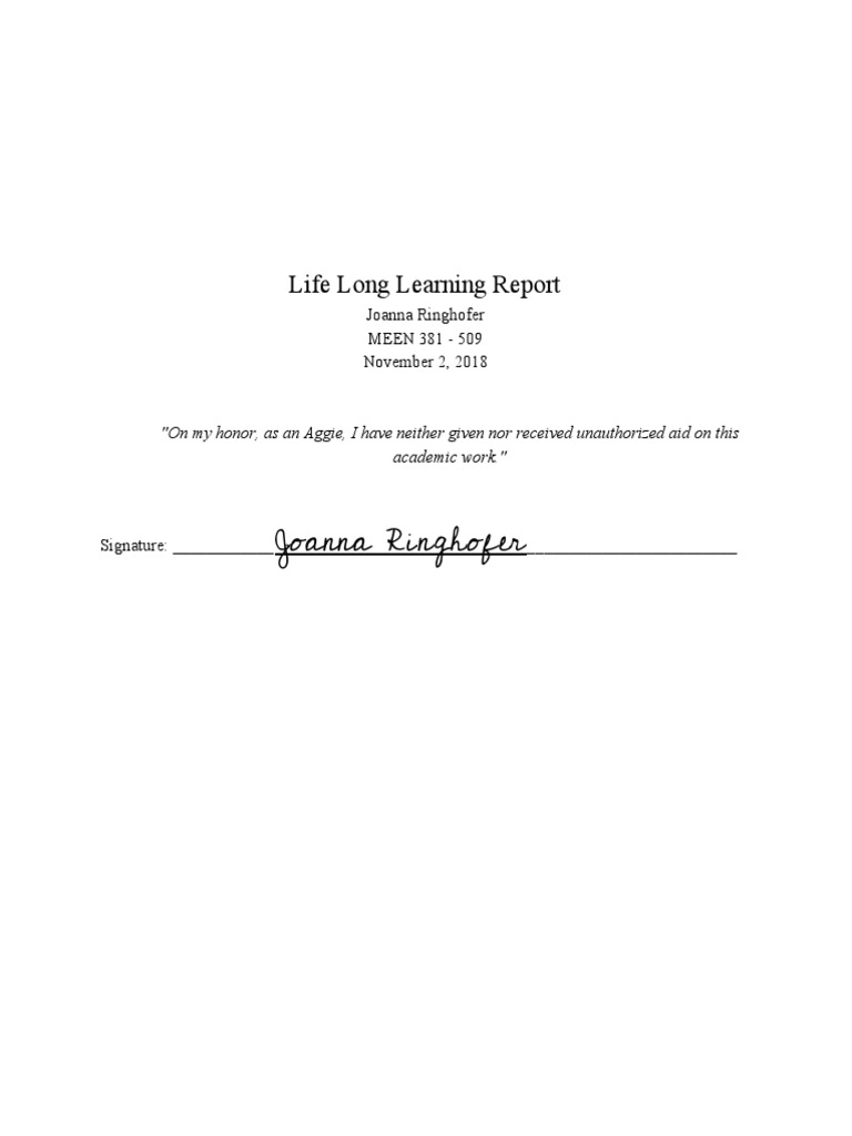 Life Long Learning Report | PDF | Test (Assessment) | Learning