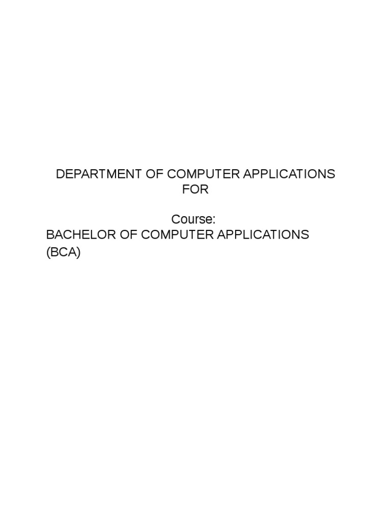 Department of Computer Applications FOR Course: Bachelor of Computer ...