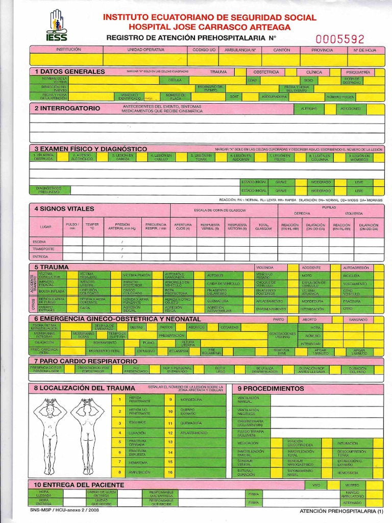 002 Hoja Pre Hospitalaria | PDF