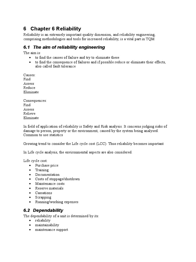 Chapter 6 Reliability | PDF | Reliability Engineering | Systems Theory