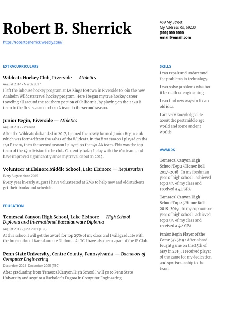 Robert B. Sherrick: Extracurriculars Skills | PDF | Academia | Cognition