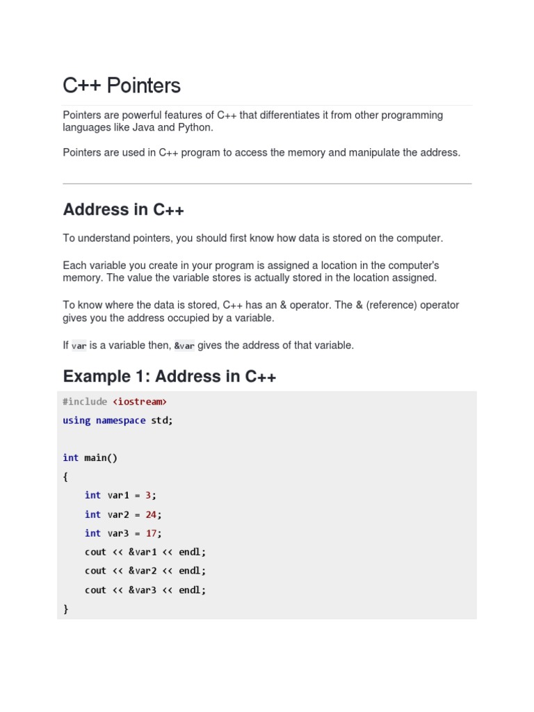 Pointer | PDF | Pointer (Computer Programming) | Integer (Computer Science)