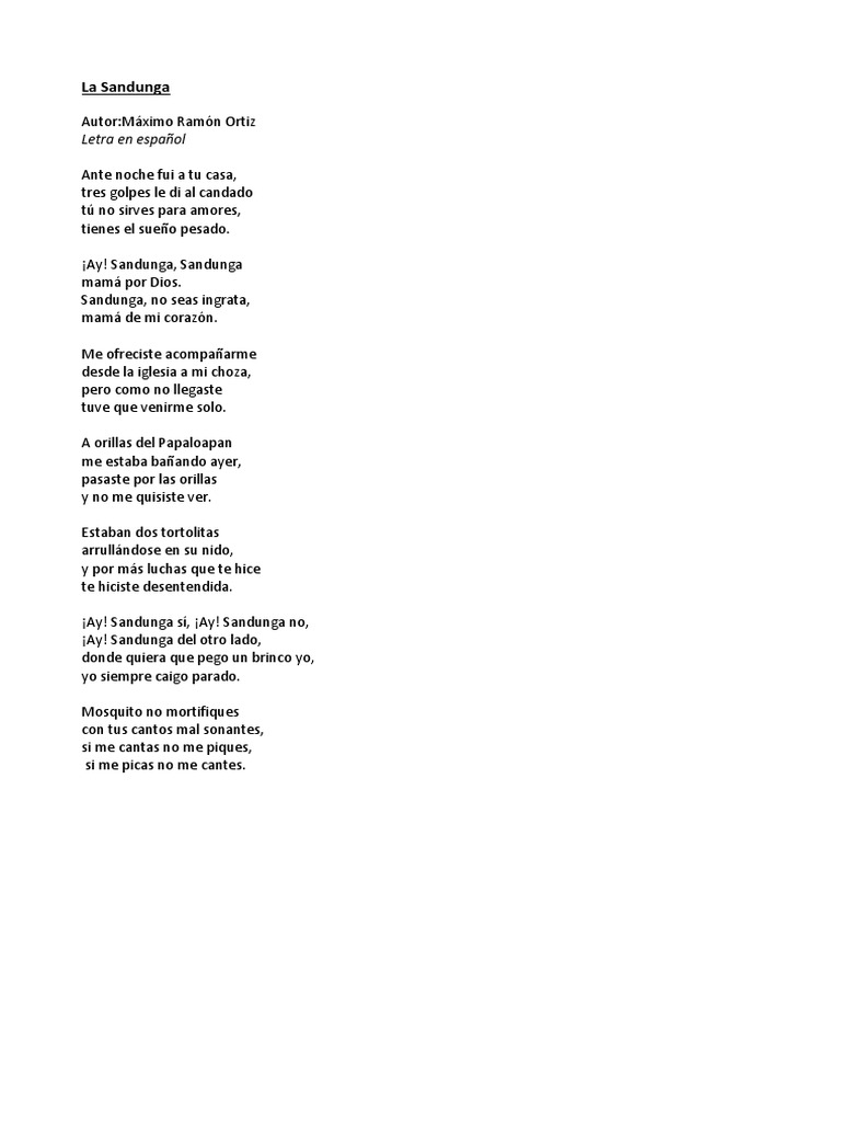 La Sandunga - Letra en Español PDF | PDF