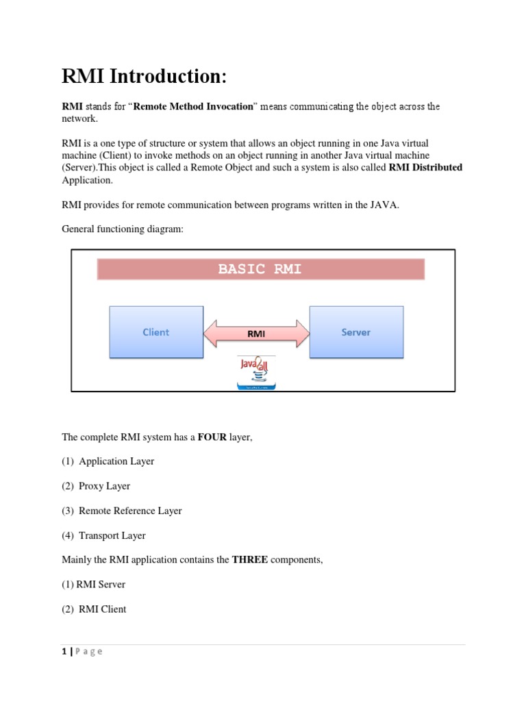 RMI Introduction | PDF | Java (Programming Language) | Class (Computer ...