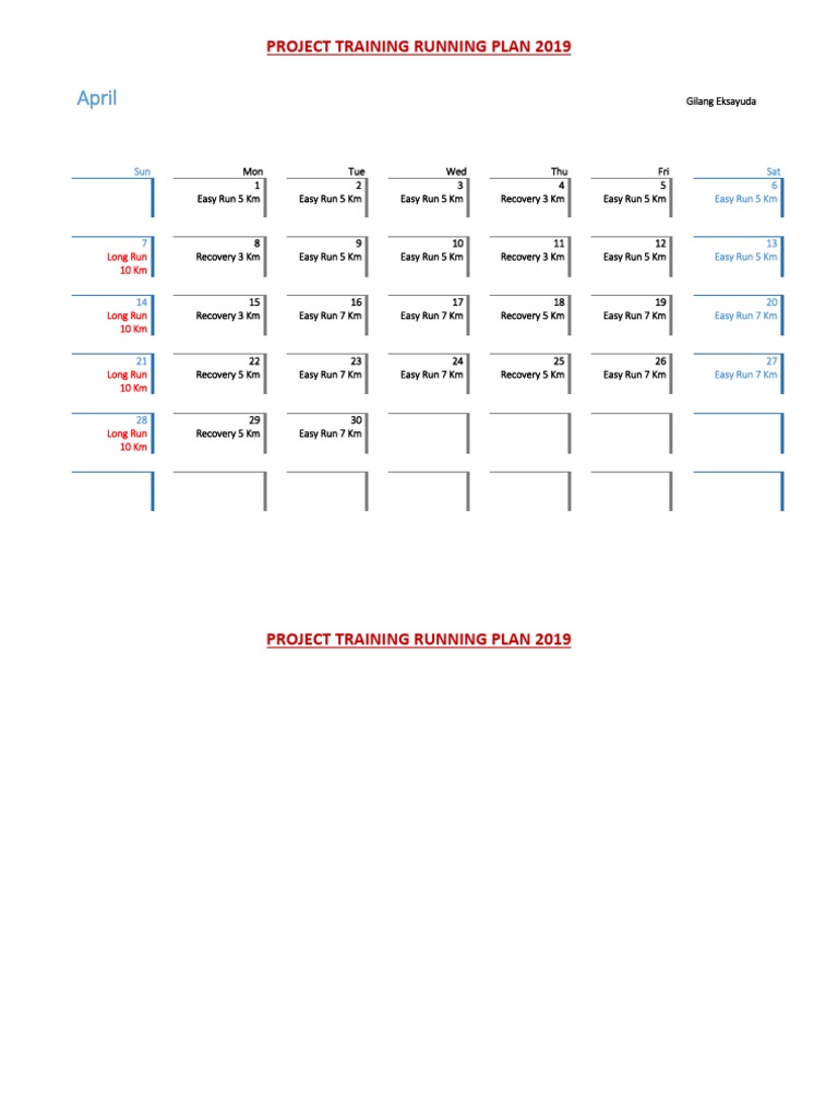 April: Project Training Running Plan 2019 | PDF