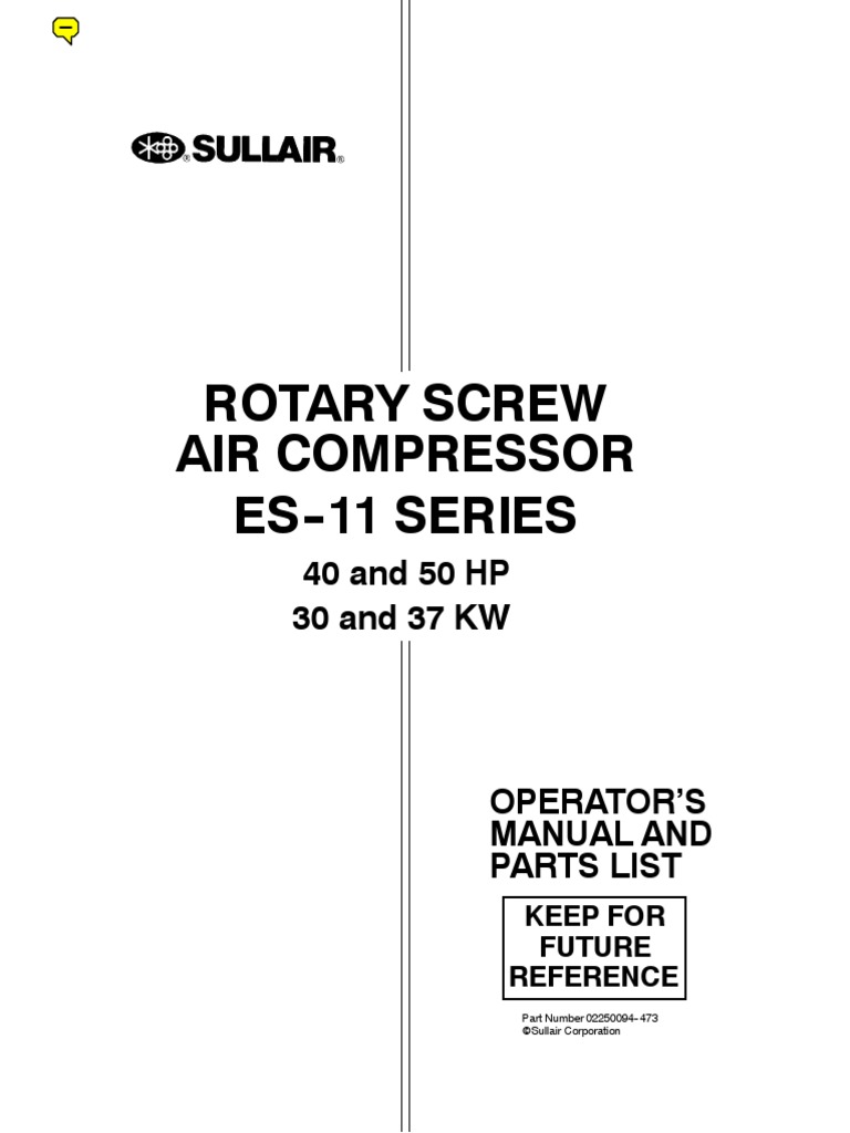 Rotary Screw Air Compressor Es-11 | PDF | Electrical Wiring | Valve