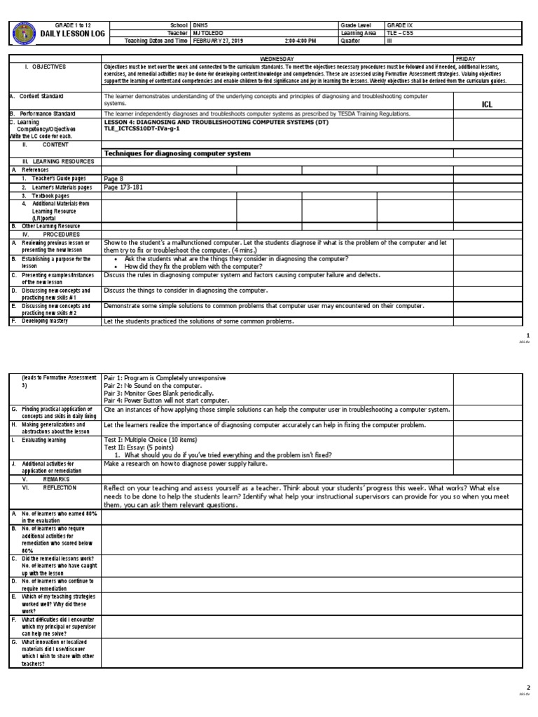 DLL TLE Computer Diagnosis | PDF | Learning | Cognitive Science