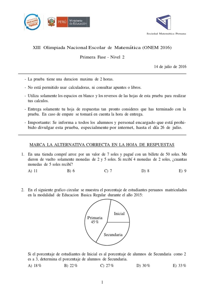 Ejercicios ONEM Matemáticas Secundaria | PDF | Educación Secundaria | Triángulo