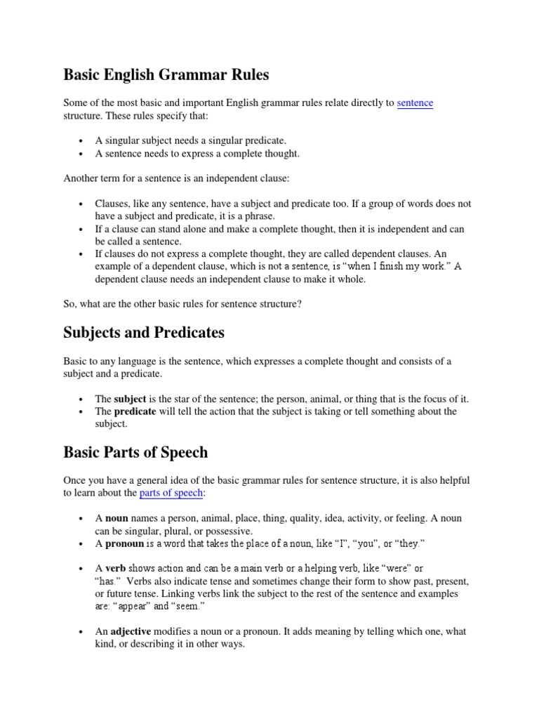 Basic English Grammar Rules | PDF | English Grammar | Clause