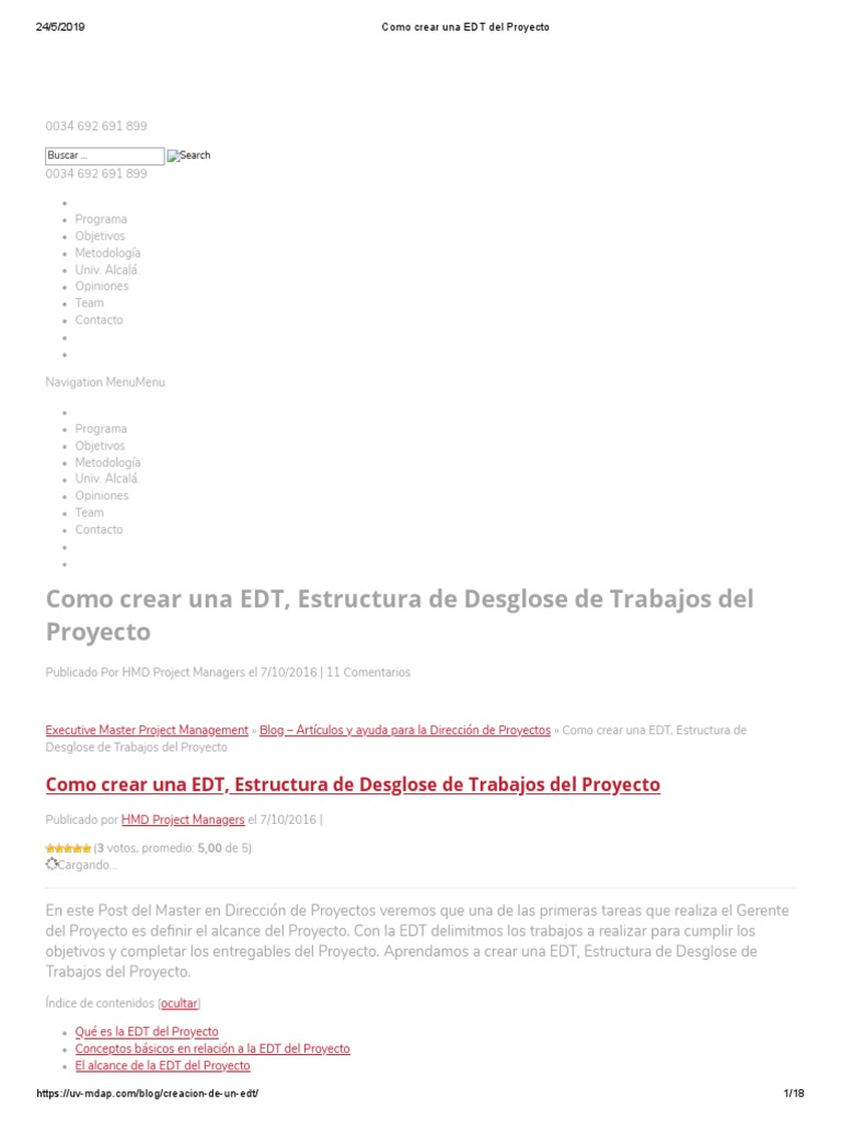 Como Crear Una EDT Del Proyecto PDF | PDF | Presupuesto | Conocimiento