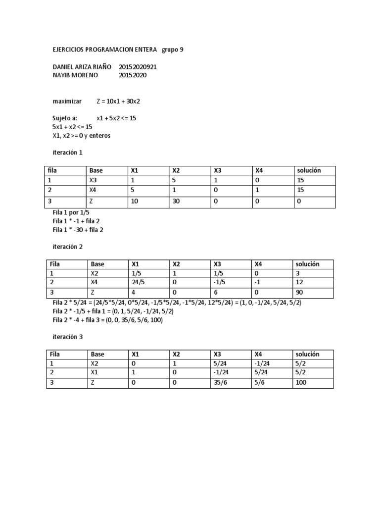 Ejercicios Programacion Entera | PDF