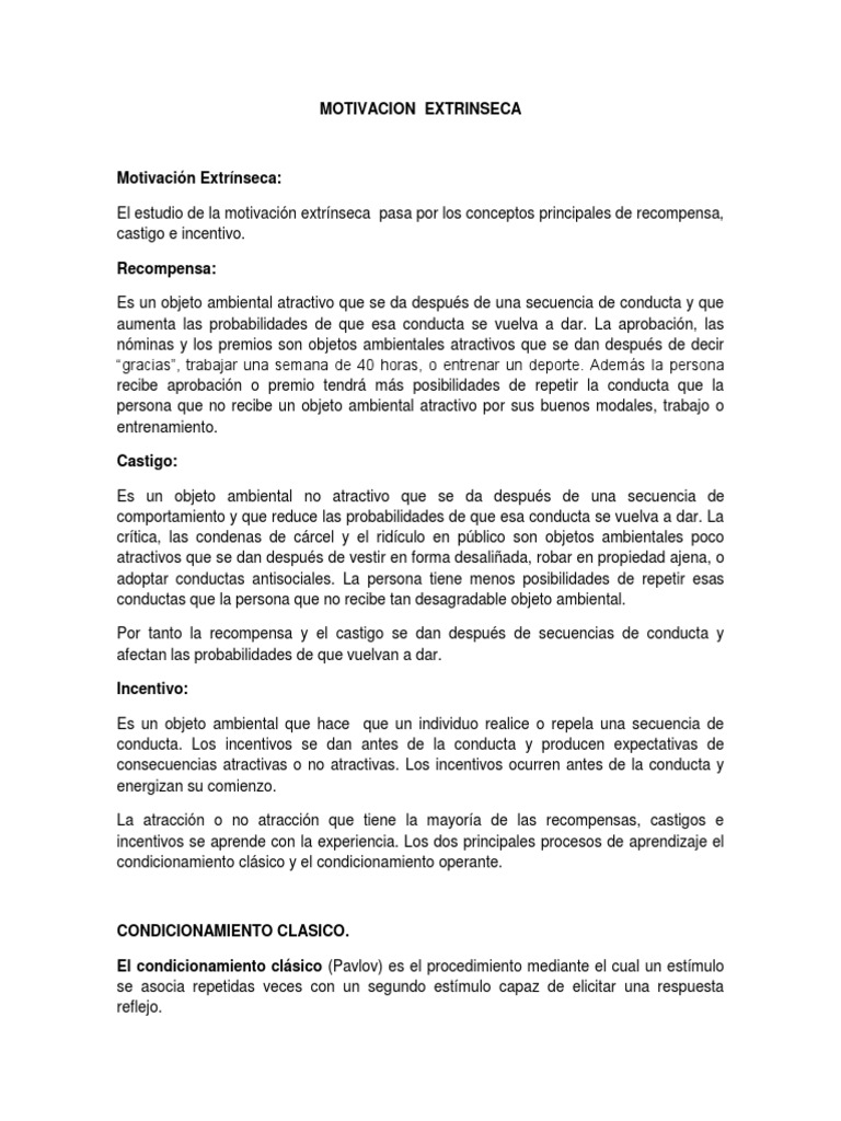 Motivacion Extrinseca | PDF | Motivación | Motivacional
