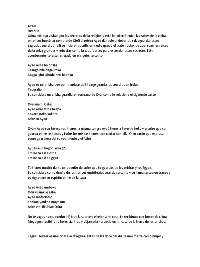 AYAÓ | PDF | Santeria | Religión y creencia