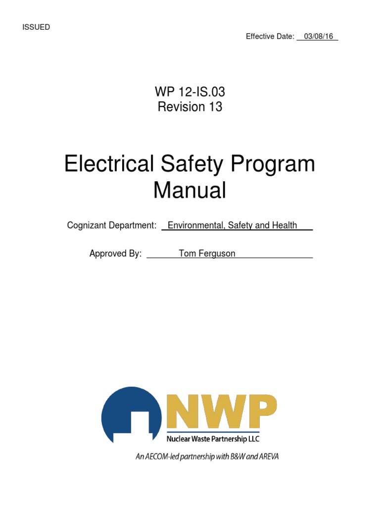 Electrical Safety Program Manual: WP 12-IS.03 Revision 13 | PDF ...