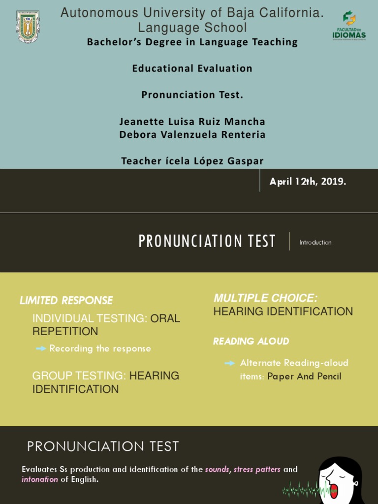 Pronunciation Test | PDF | English Language | Linguistics