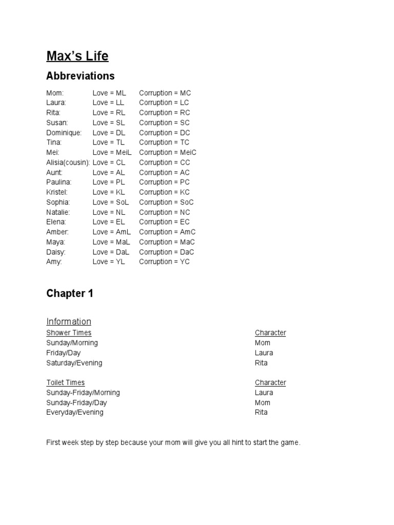 Max's Life | PDF | Leisure