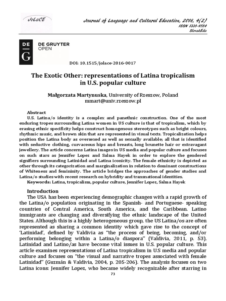 The Exotic Other: Representations of Latina Tropicalism in U.S. Popular ...