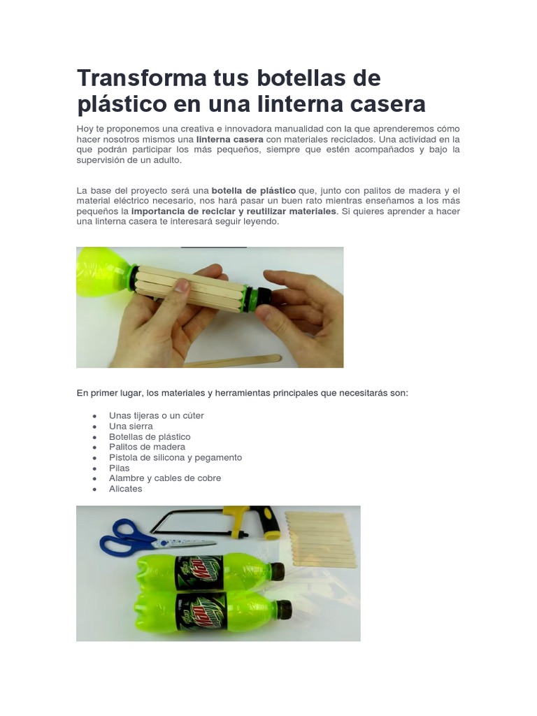 Linterna Casera con Botellas Recicladas | PDF | Hogar, jardinería y ...