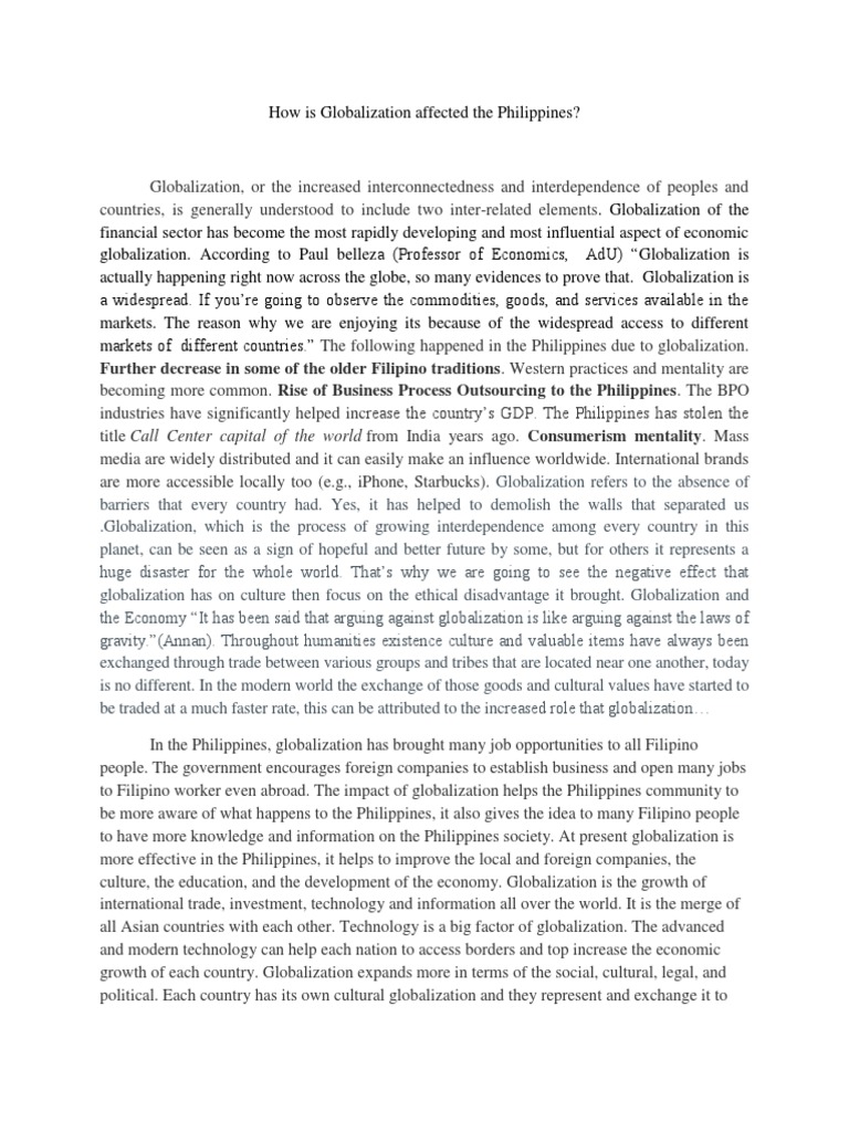 Globalization | Download Free PDF | Globalization | Philippines