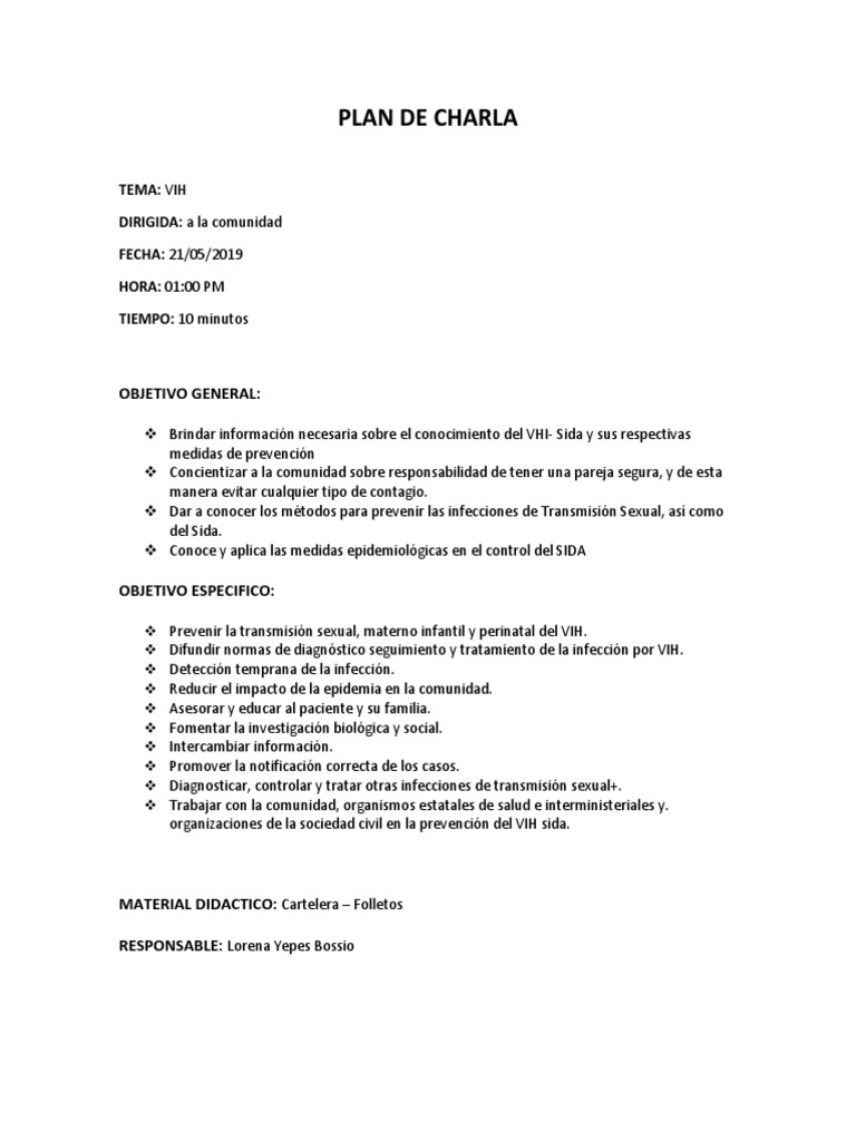 Plan de Charla | PDF | VIH / SIDA | VIH
