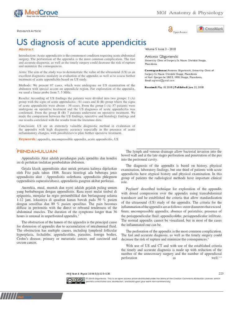 US Diagnosis of Acute Appendicitis: Pendahuluan | PDF | Medical ...
