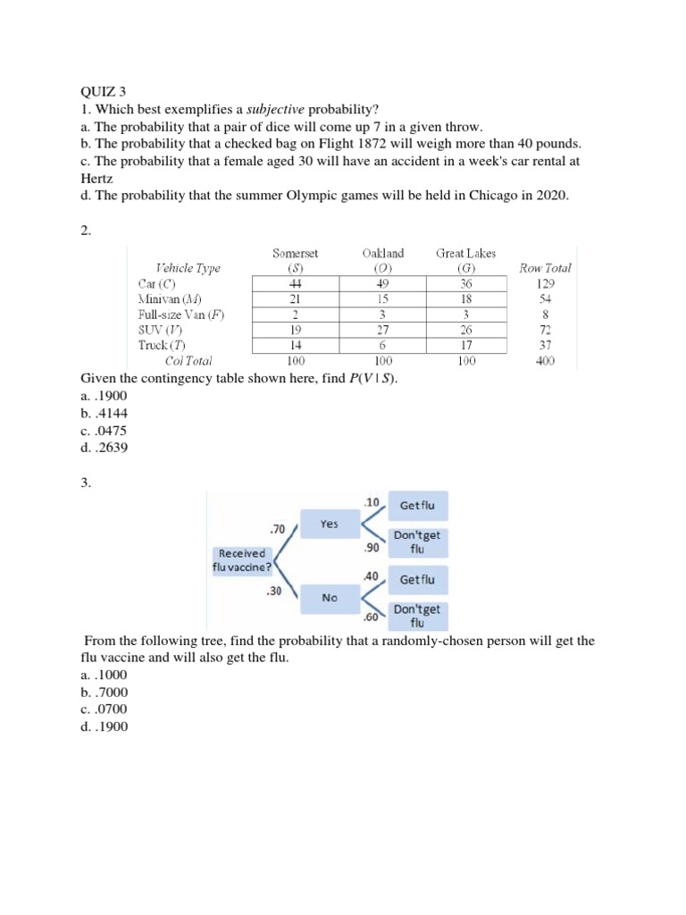 Analysis of Probability Questions: Calculating Probabilities from ...