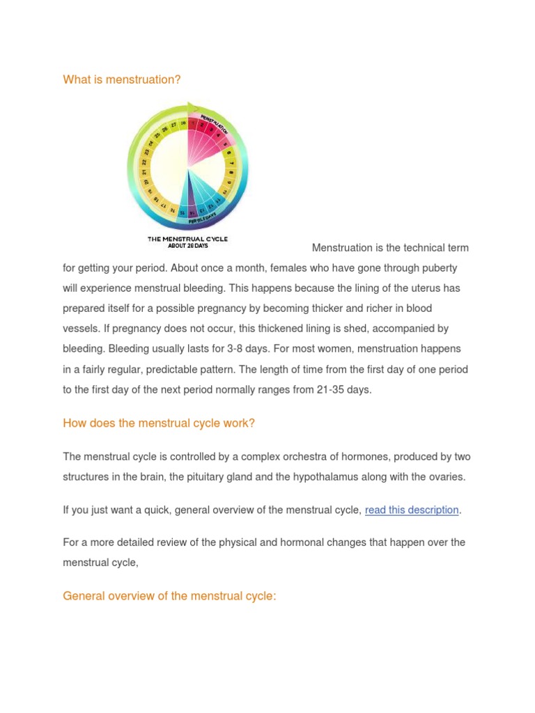 What Is Menstruation?: Read This Description | PDF | Menstrual Cycle ...
