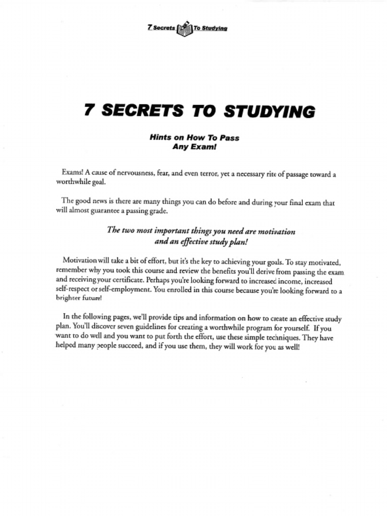 7 Secrets To Studying | PDF