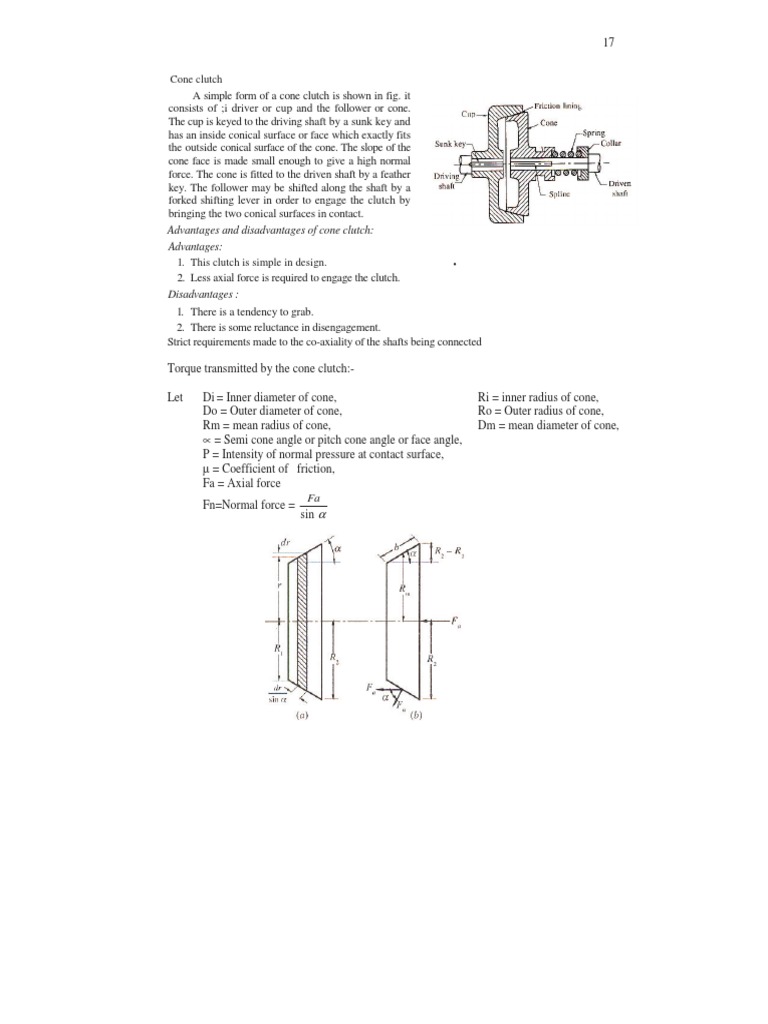 Advantages and Disadvantages of Cone Clutch: Advantages | PDF | Clutch ...