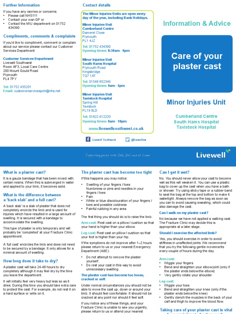 Plaster Cast Care Instructions | PDF | Musculoskeletal System | Limbs ...