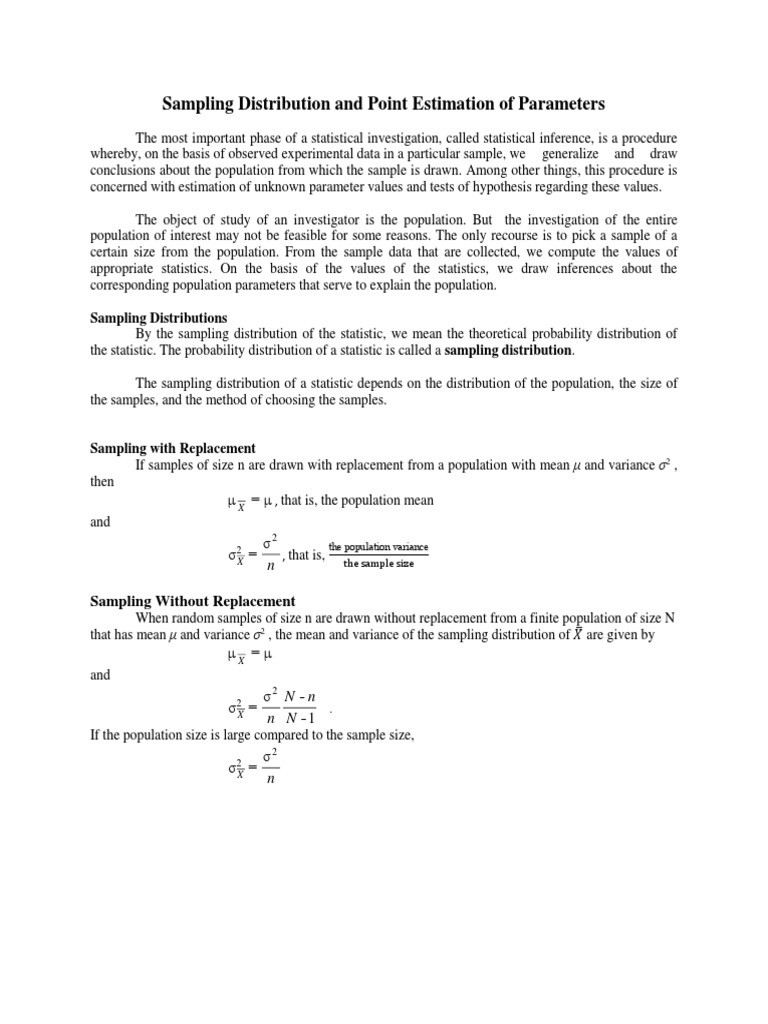 9 Sampling Distribution And Point Estimation Of Parameters Pdf Estimator Bias Of An Estimator