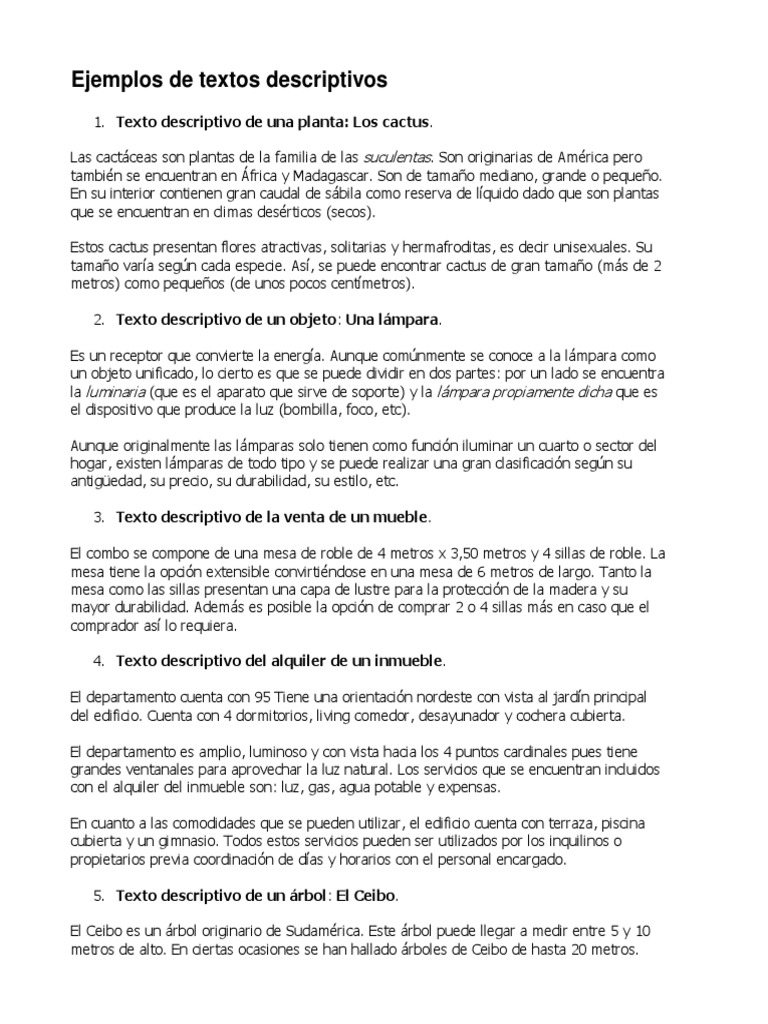 Ejemplos de Textos Descriptivos | PDF | Virus de la Influenza A Subtipo ...