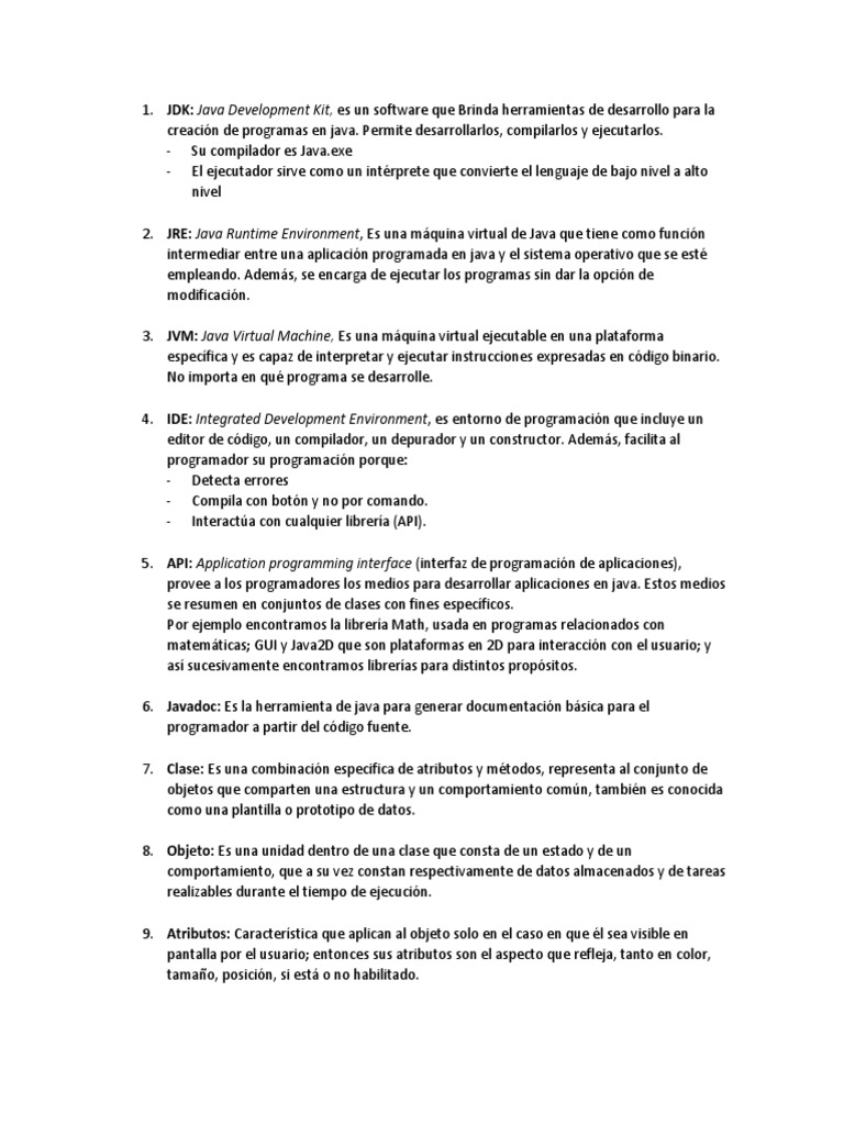 Glosario POO | PDF | Java (lenguaje de programación) | Objeto (informática)