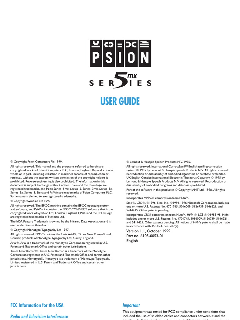 Psion Series 5mx User Guide | PDF | Personal Computers | Computer File