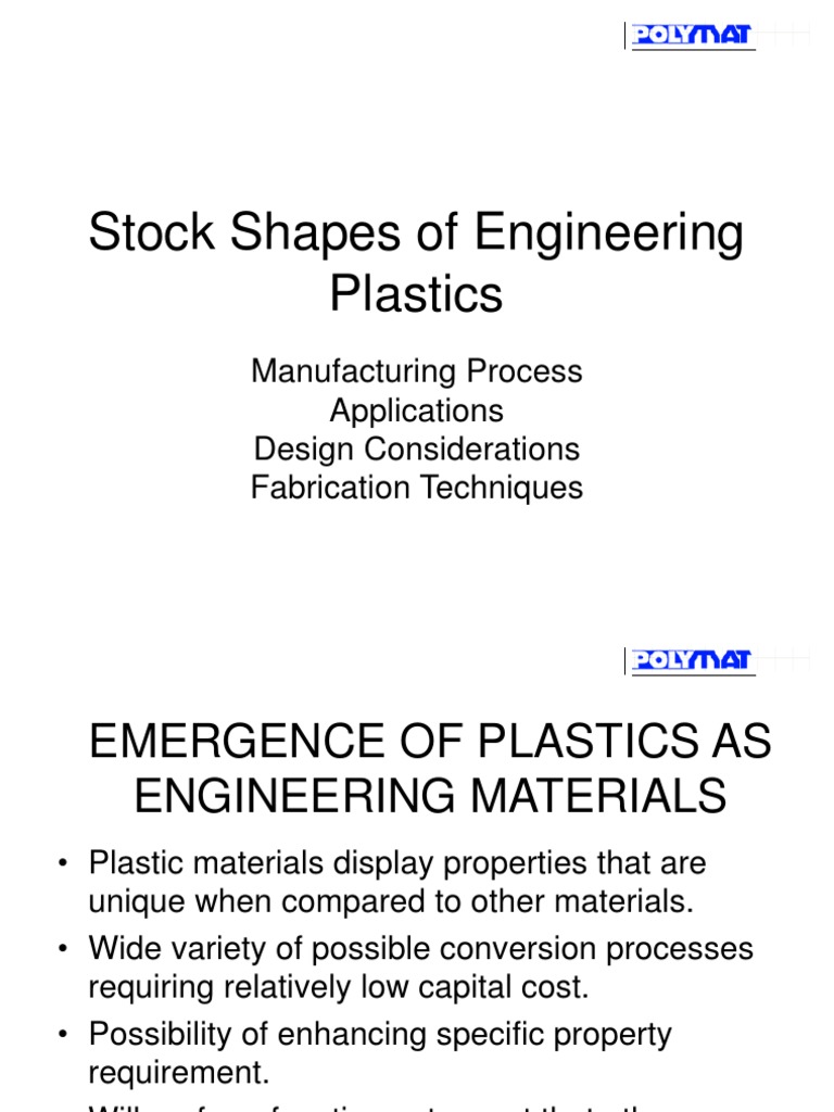 Stock Shape of Engineering Polymers | PDF | Machining | Extrusion